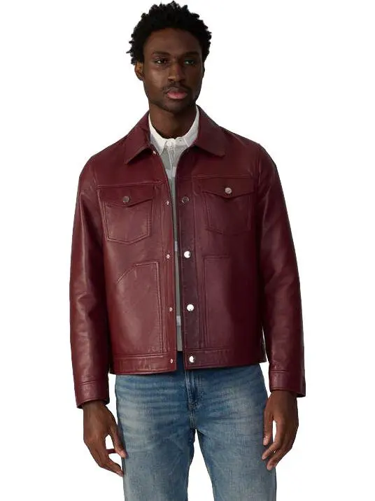 FURNIQ UK Jude Leather Jacket - Burgundy