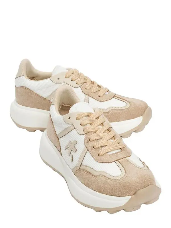 PROLOGUE SHOES Nolton Lace-up Sneakers - Beige White Faux Leather