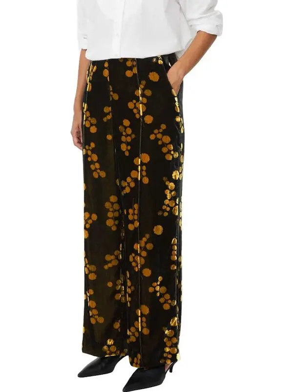 MASAI COPENHAGEN Floral Print Velour Trousers - Rubber