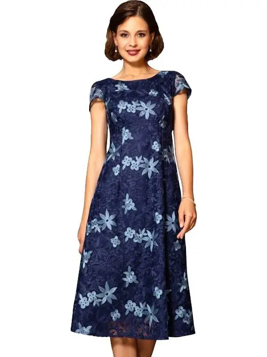 ALIE STREET LONDON Charlotte Lace Midi Dress - Midnight Blue