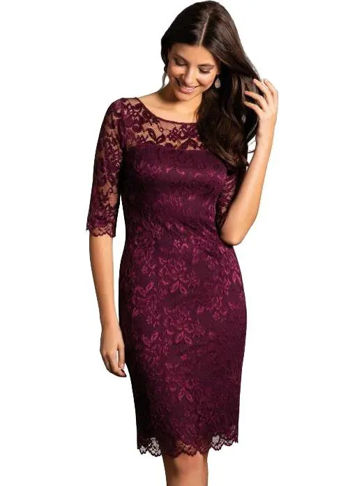 ALIE STREET LONDON Lila Lace Occasion Dress - Claret