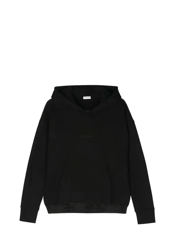 Saint Laurent Logo-embroidered Cotton Hoodie - Black