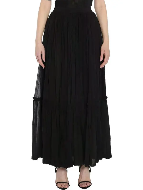 Saint Laurent Ruffled Maxi Skirt - Black