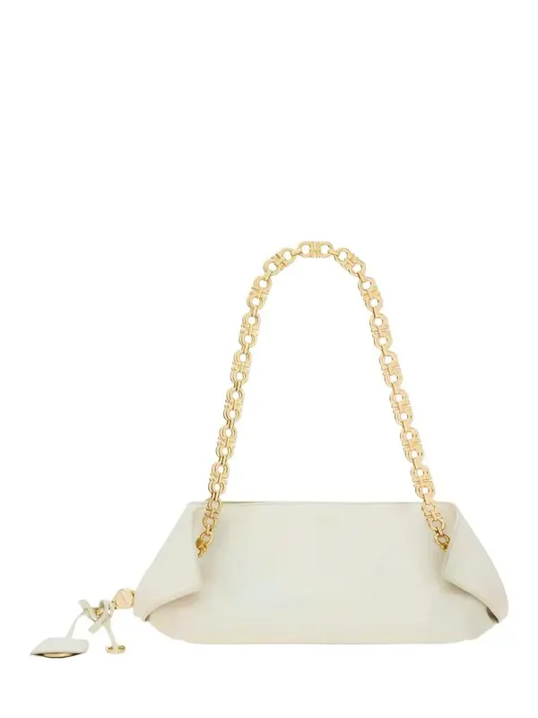 FERRAGAMO Small Folded Shoulder Bag With Chain Strap - Neutrals