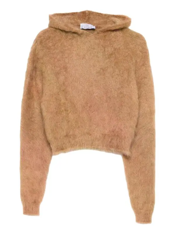 Giuseppe Di Morabito Ribbed-hem Cropped Hoodie - Brown