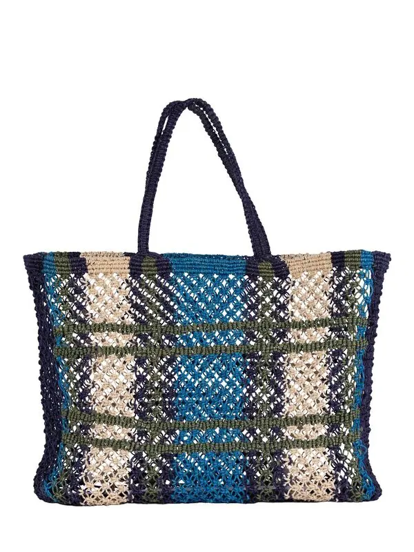 TIN MARIN Woven Jute Tote - Blue & White