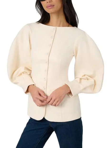 WeWoreWhat Cocoon Sleeve Peplum Blazer - Ivory