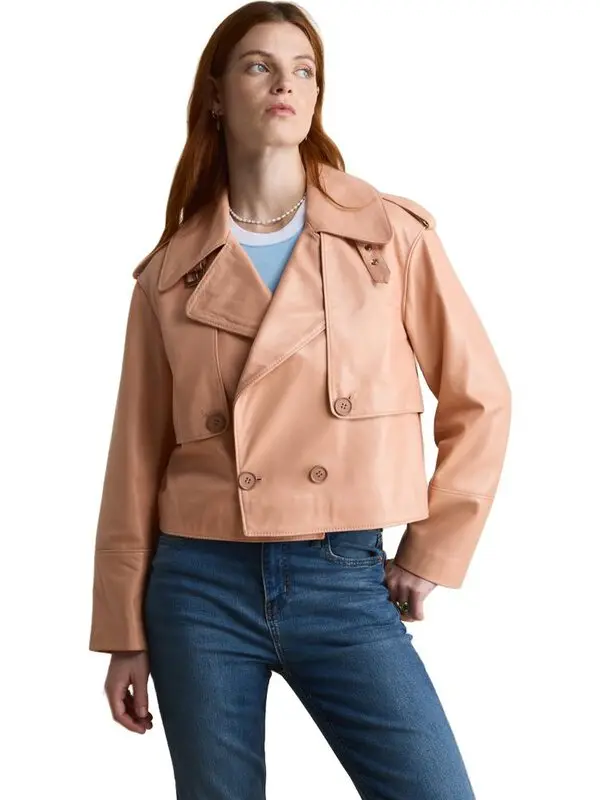 FURNIQ UK Lola Leather Jacket - Peach