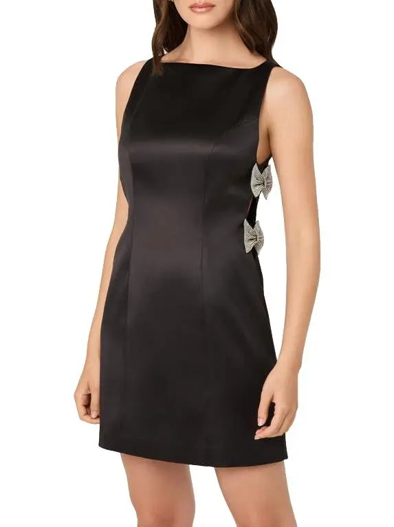 Astr The Label Kinsey Embellished Bow Satin Mini Dress - Black