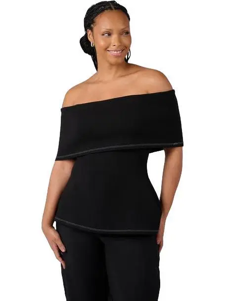 WeWoreWhat Off-the-shoulder Fold Over Top - Black