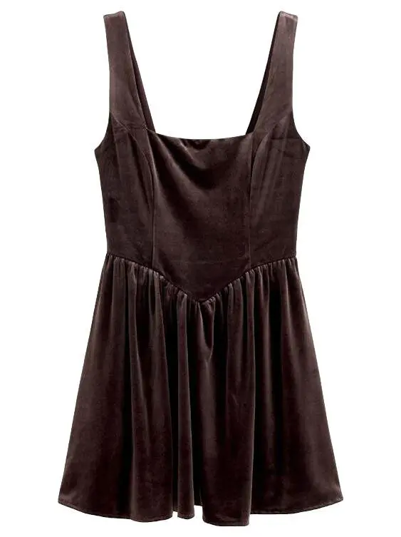 NEXT Velvet Sleeveless Mini Dress - Chocolate Brown
