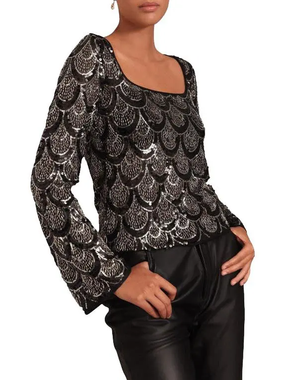 NEXT Sequin Geometric Top - Black