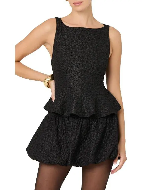 Astr The Label Alea Sleeveless Peplum Top - Black