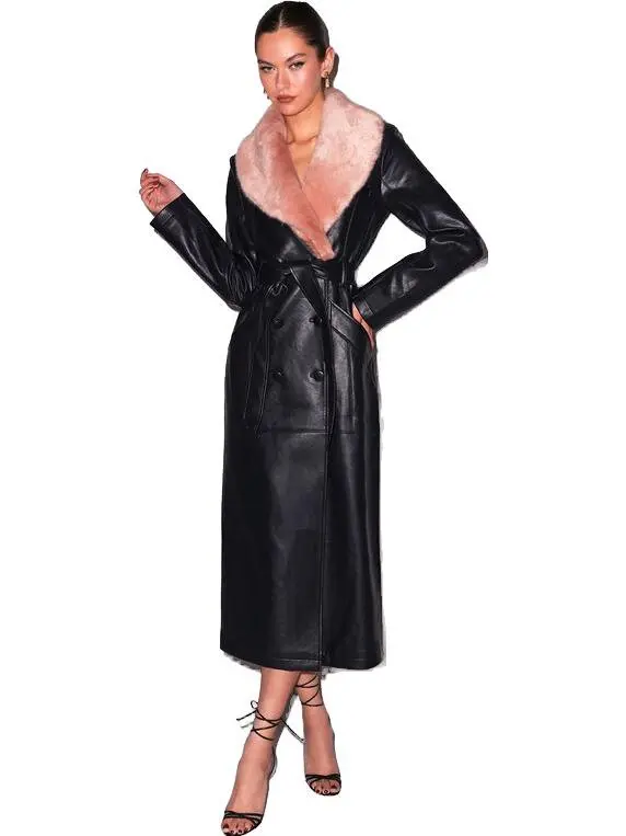 Fleur Du Mal Vegan Leather & Faux Fur Coat - Black