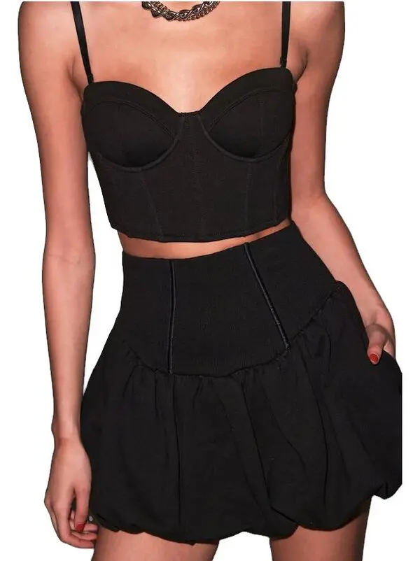 Fleur Du Mal Cropped Terry Bustier - Black