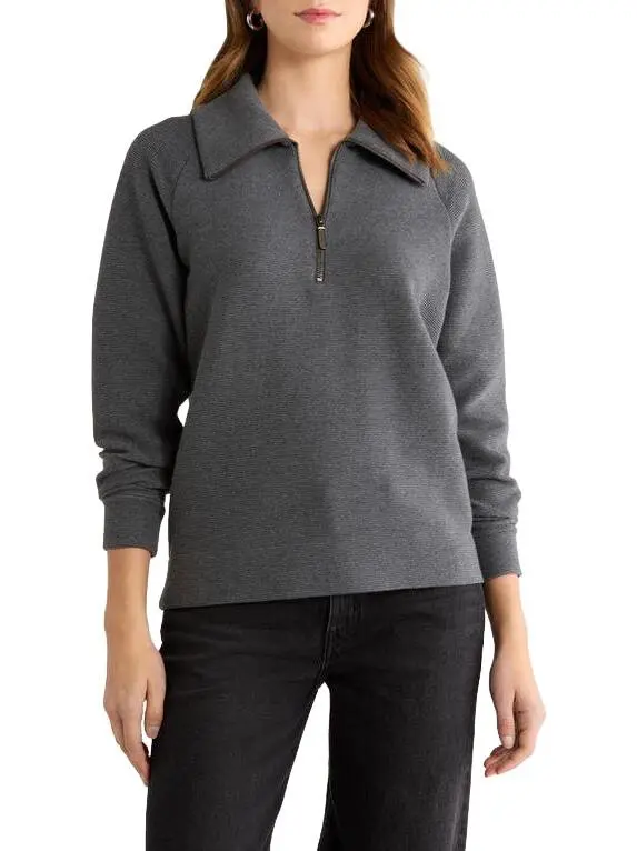 Caslon Ottoman Half Zip Pullover - Grey Dark Charcoal Heather