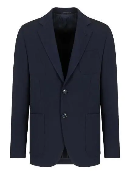 Giorgio Armani Upton Line Single-breasted Virgin Wool Canneté Jacket - Navy