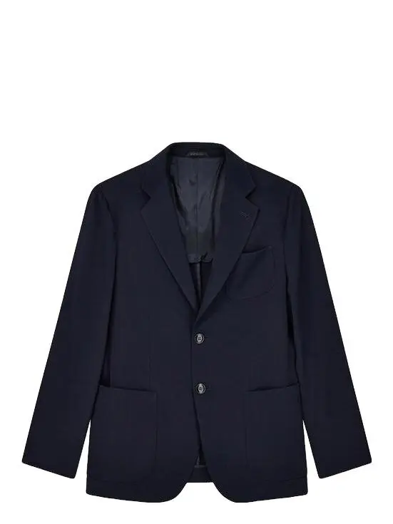 Giorgio Armani Upton Line Single-breasted Virgin Wool Canneté Jacket - Navy