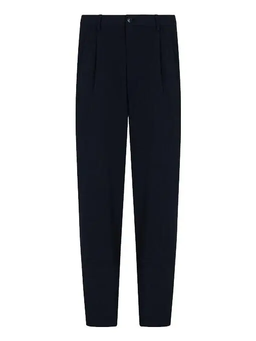 Giorgio Armani Virgin Wool Canneté Trousers - Navy