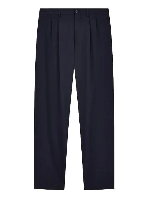 Giorgio Armani Virgin Wool Canneté Trousers - Navy
