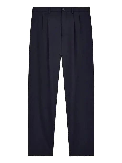 Giorgio Armani Virgin Wool Trousers With Two Pleats - Navy