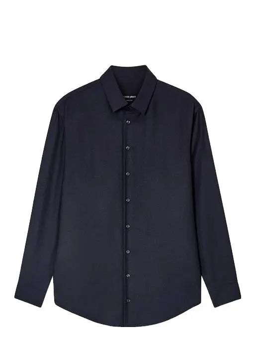 Giorgio Armani Regular-fit Shirt In Cashmere And Silk Twill - Navy