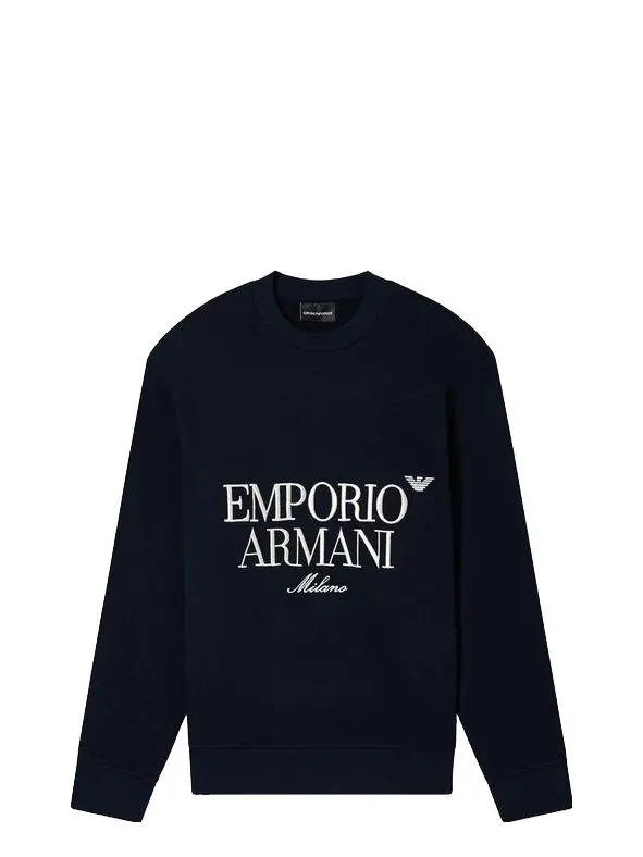 Emporio Armani French Terry Sweatshirt With Logo - Navy