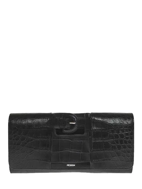 Perrin La Parisienne Croc Glove Clutch - Black