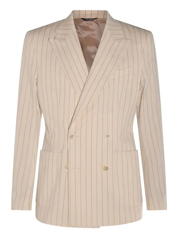 Dolce & Gabbana Striped Double-breasted Jacket - White