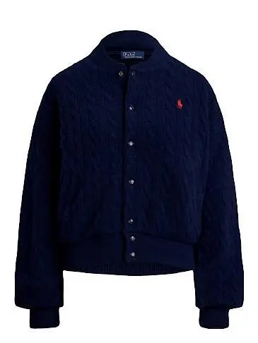 Ralph Lauren Cable-knit Wool And Cashmere-blend Bomber Jacket - Spring Navy Heather