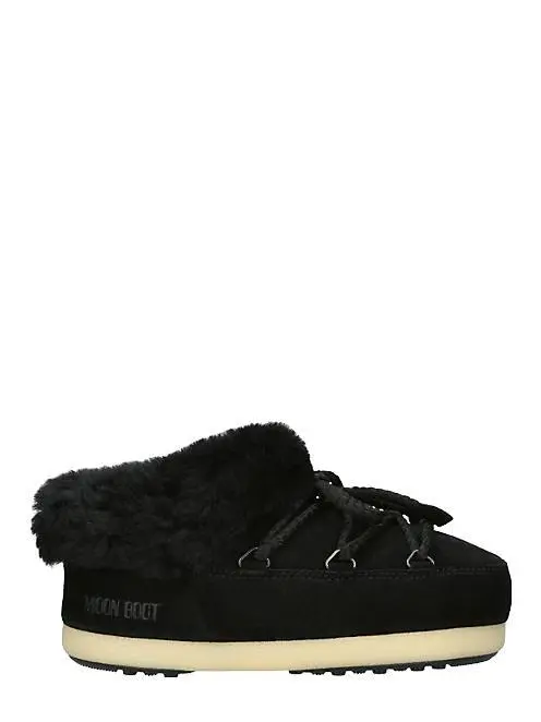 Moon Boot Evx Suede And Shearling Mules - Black/comb