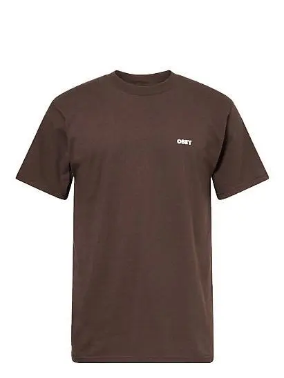 Obey Smog City Crewneck Cotton-jersey T-shirt - Brown