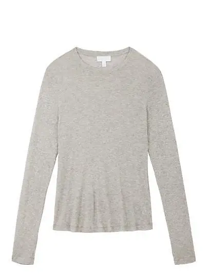 THE WHITE COMPANY Ribbed Long-sleeve Jersey Top - Nutmegmarl