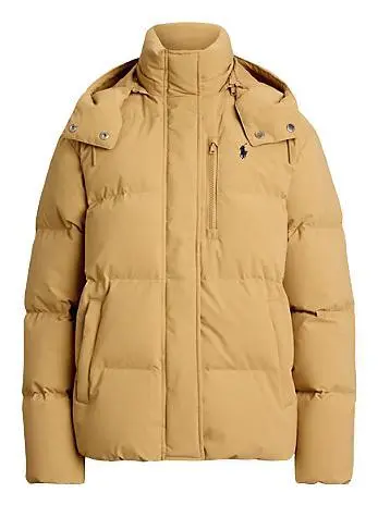 Polo Ralph Lauren Hooded Logo-embroidered Down Puffer Jacket - Classic Camel