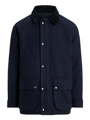 Ralph Lauren Corduroy-collar Branded-patch Wool Jacket - Collection Navy
