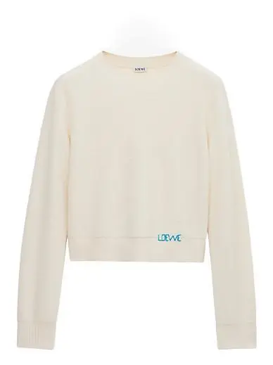 Loewe Logo-embroidered Wool Knitted Jumper - Ecru