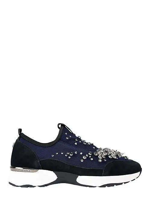 Carvela Tempo Jewel Woven Slip-on Trainers - Navy
