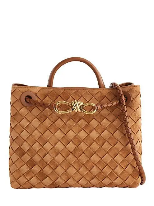 Bottega Veneta Andiamo Small Suede Tote Bag - Amber-mb-amber