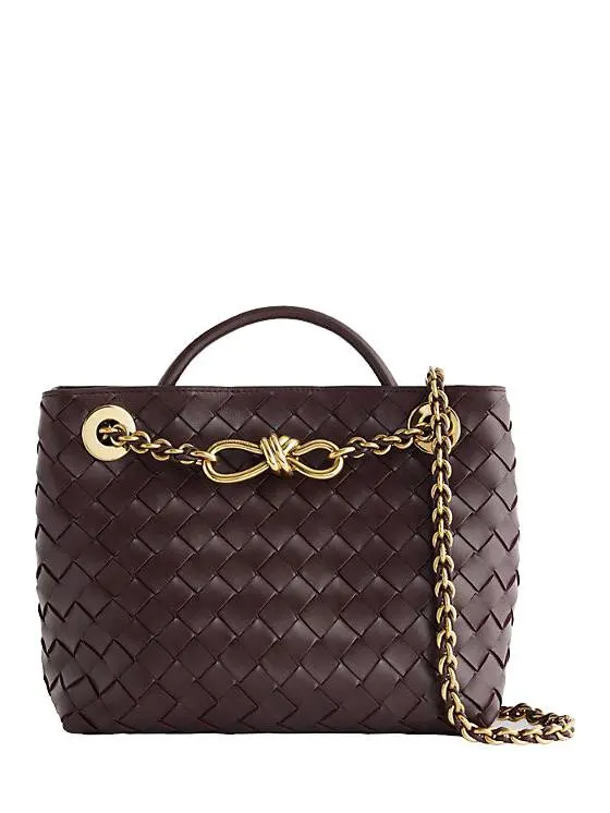 Bottega Veneta Andiamo Chain Small Leather Tote Bag - Dark Barolo-m Brass