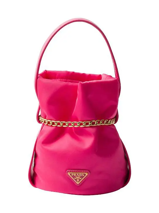 Prada Mini Re-nylon And Nappa Leather Bucket Bag - Pink