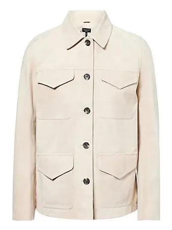 Rag & Bone Kara Flap-pocket Suede Jacket - Stone