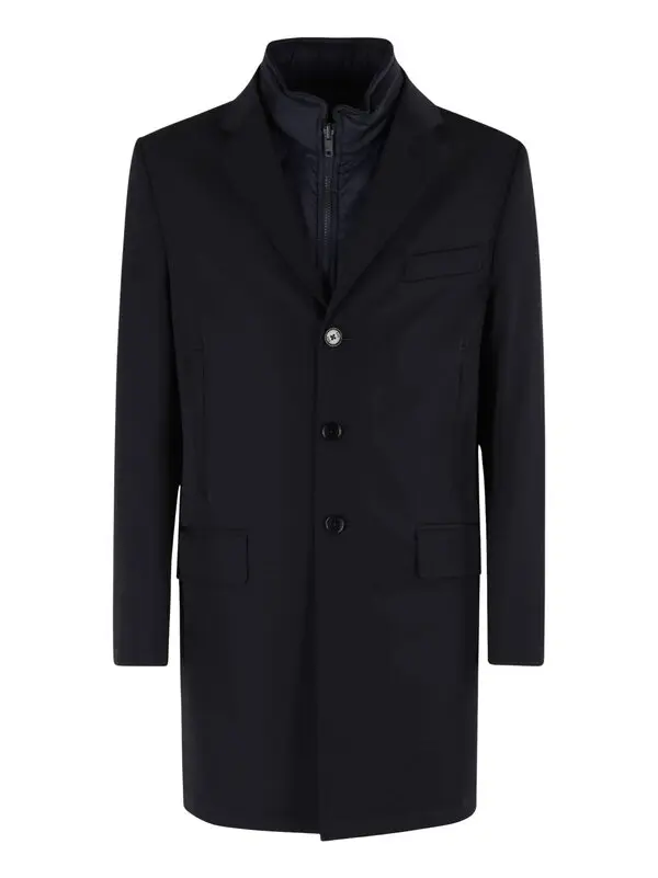 FAY Double-breasted Coat With Detachable Gilet - Black