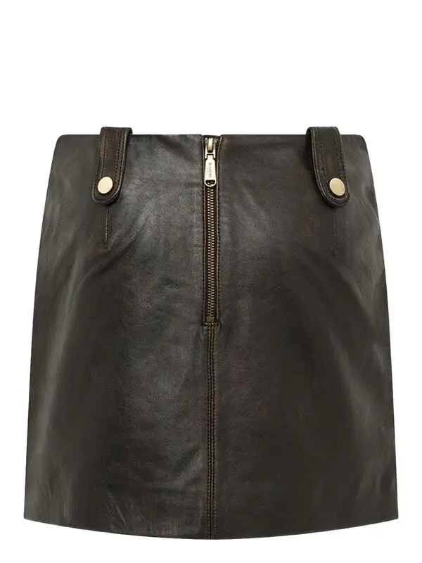 BLUGIRL Twig Leather Skirt - Brown