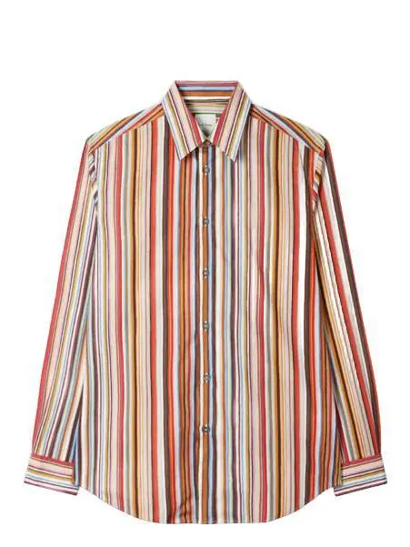 Paul Smith Painted Signature Stripe' Print Cotton Shirt - Multicolour