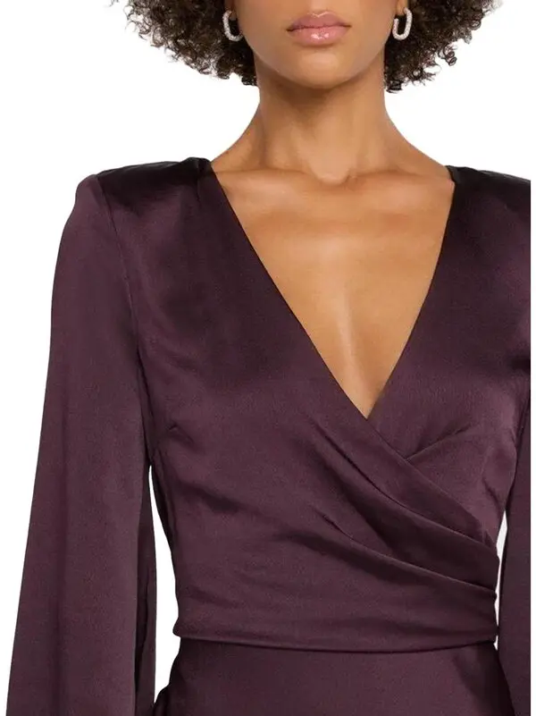 L & APOS;AGENCE Manon Satin Maxi Dress - Dark Malbec