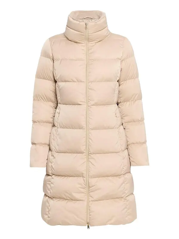 Herno Ultralight Nylon A-shape Down Jacket With Alternative Fur Collar - Champagne