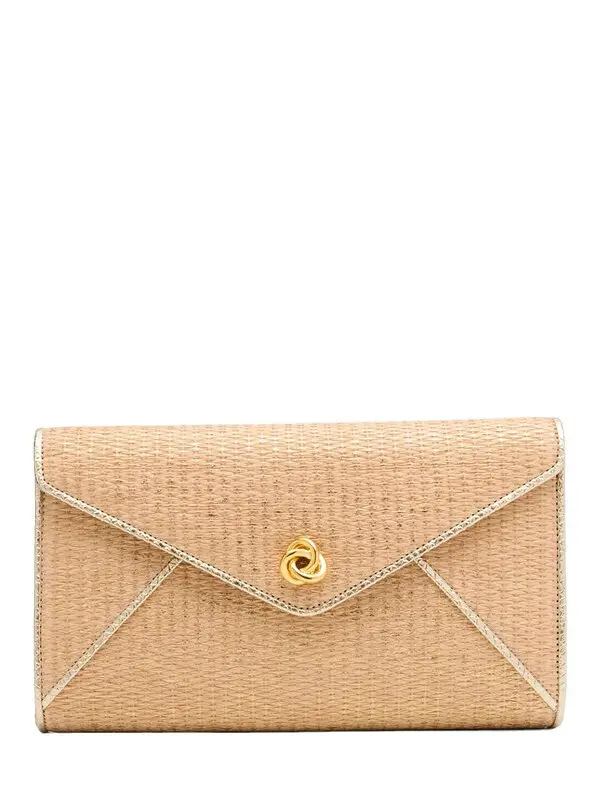 MICHELLE WILHITE Frieda Metallic Woven Clutch Bag - Natural