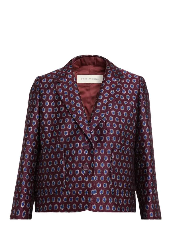 Dries Van Noten Geo Jacquard Single-breasted Jacket - Red Pattern