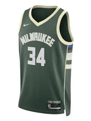 Nike Nba Antetokounmpo Milwaukee Bucks Drifit Icon Edition 22/23 Jersey - Fir