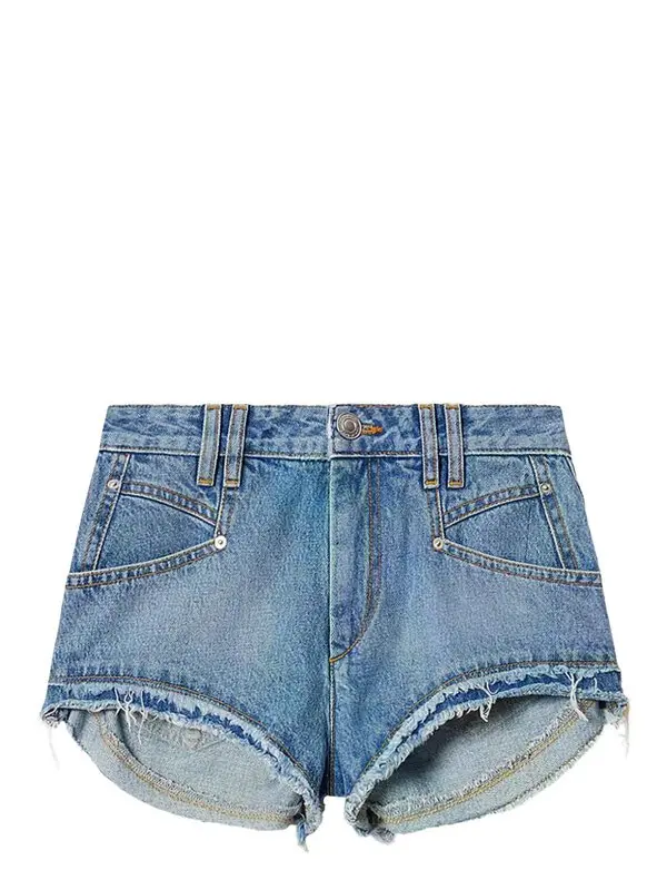 Isabel Marant Étoile Eneidala Frayed Denim Shorts - Blue